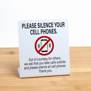 3pk Please Silence Your Cell Phones, Plastic Countertop Sign, Free ...