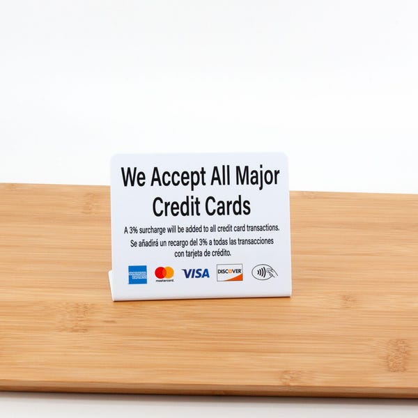 3% Credit Card Fee Sign - Etsy