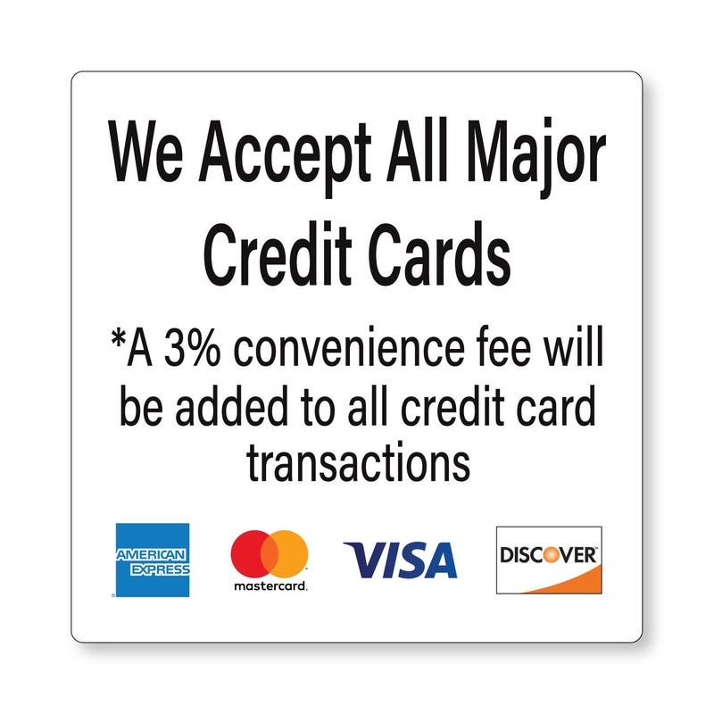 3% Credit Card Fee Sign - Etsy
