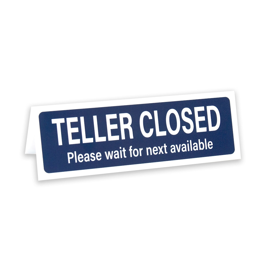 Teller Closed, 15 Pack, Plastic Tent Style Signs, White W/ Navy, Free ...