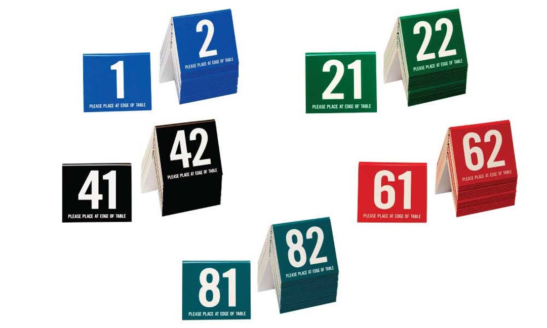 Plastic Table Numbers 1-100, Tent Style Numbers, Mixed Color Pack W ...