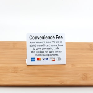 3pk Credit Card Payment Signs W/ Convenience Fee, L Style Counter Sign ...