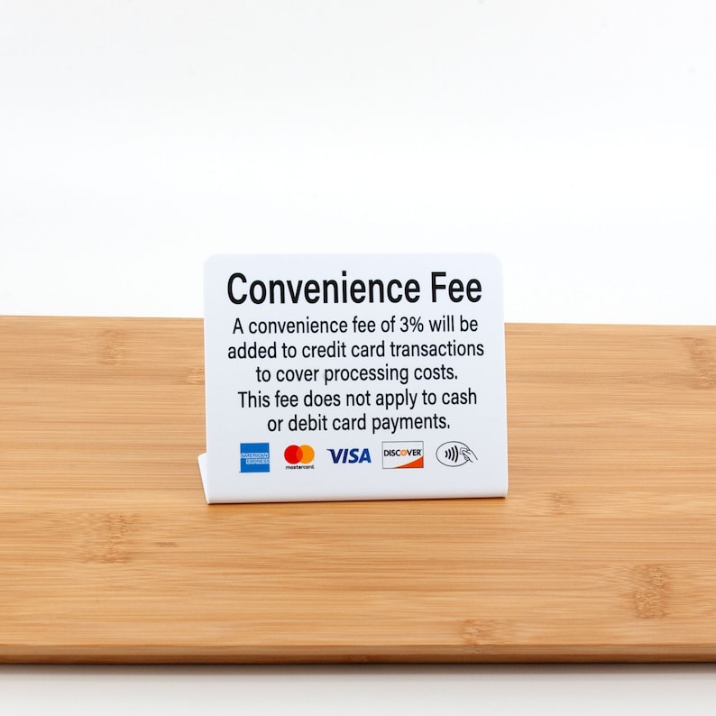 3pk Credit Card Payment Signs W/ Convenience Fee, L Style Counter Sign ...