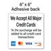 3pk Credit Card Payment Stickers - 3% Surcharge, Adhesive Back, 6"x6 ...