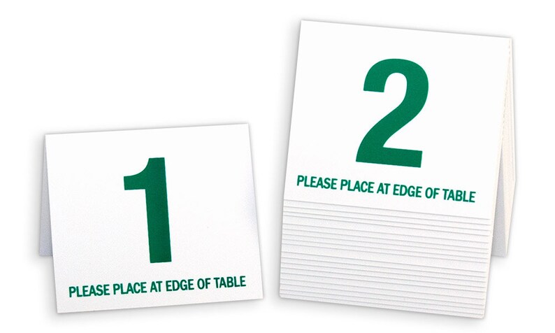 Plastic Table Numbers 1-20, Tent Style Numbers, White W/ Green Number ...