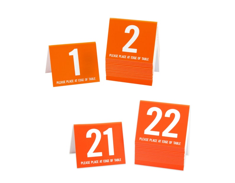 Plastic Table Numbers 1-40, Tent Style Numbers, Orange W/white Number ...