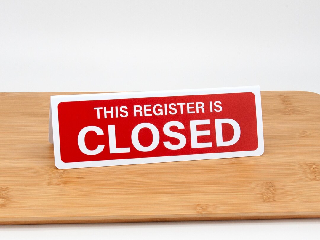 5pk Register Closed Signs, Red W/ White Tent Style Signs, Plastic, Free ...