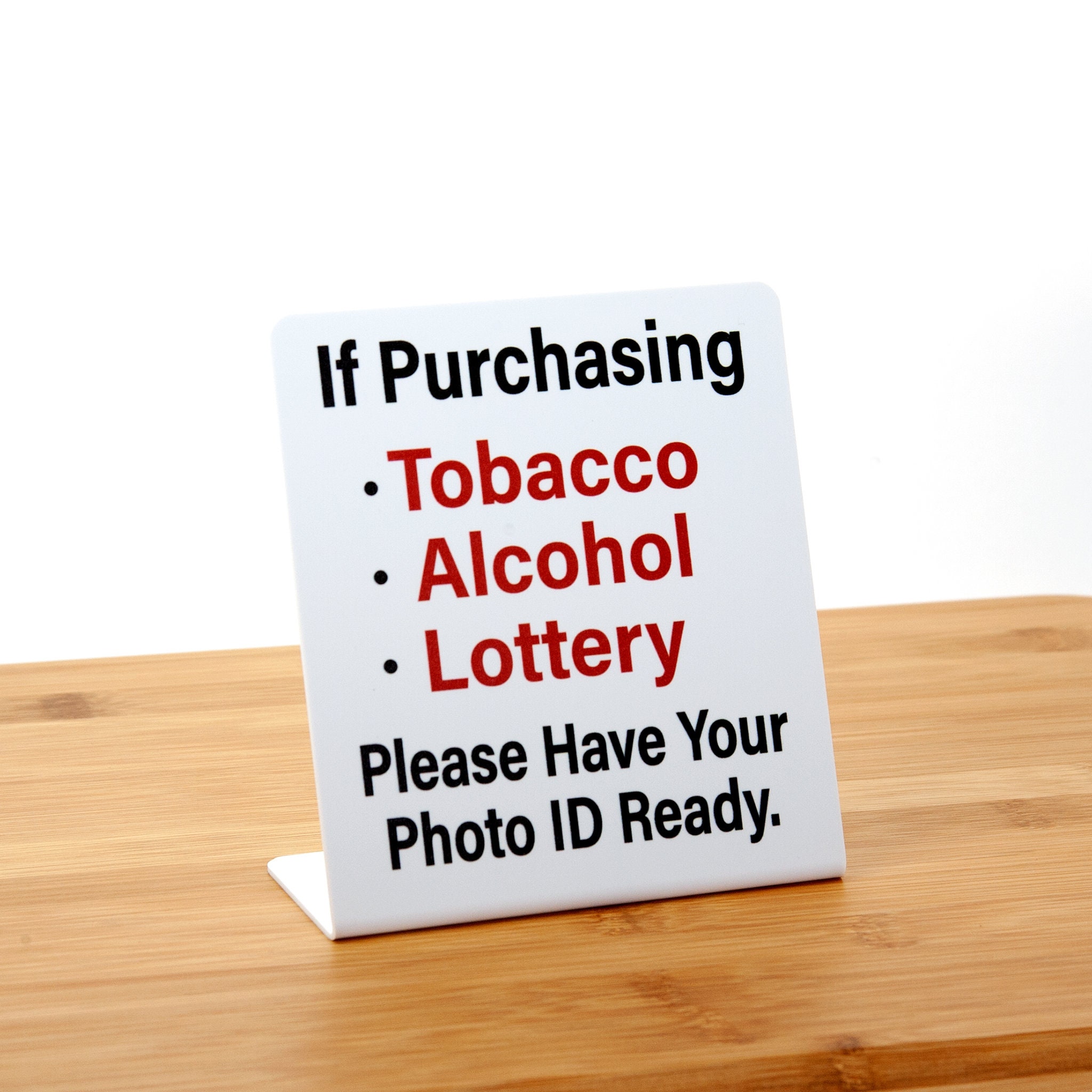 If Purchasing Photo ID Signs, Choose Pack Size, Plastic Counter Sign ...