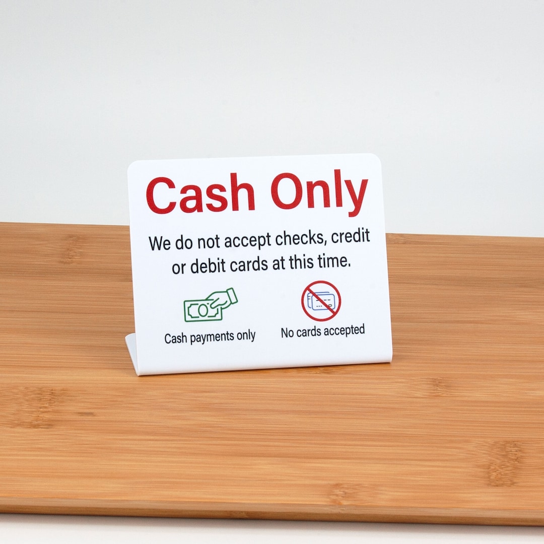 3pk Cash Only Payment Signs, L Style Counter Sign, Free Shipping - Etsy