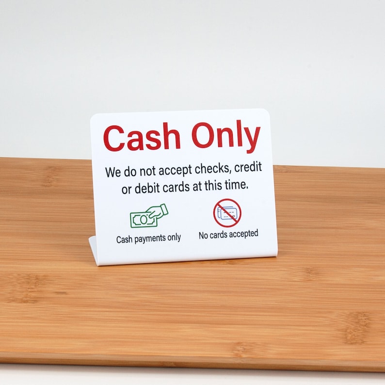 3pk Cash Only Payment Signs, L Style Counter Sign, Free Shipping - Etsy