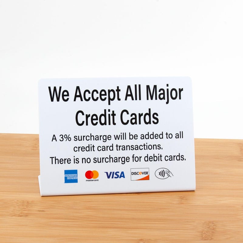 Credit Card Surcharge Sign - Etsy