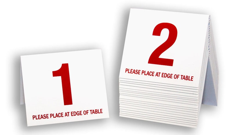 Plastic Table Numbers 1-20 Tent Style Numbers White W/ Red - Etsy