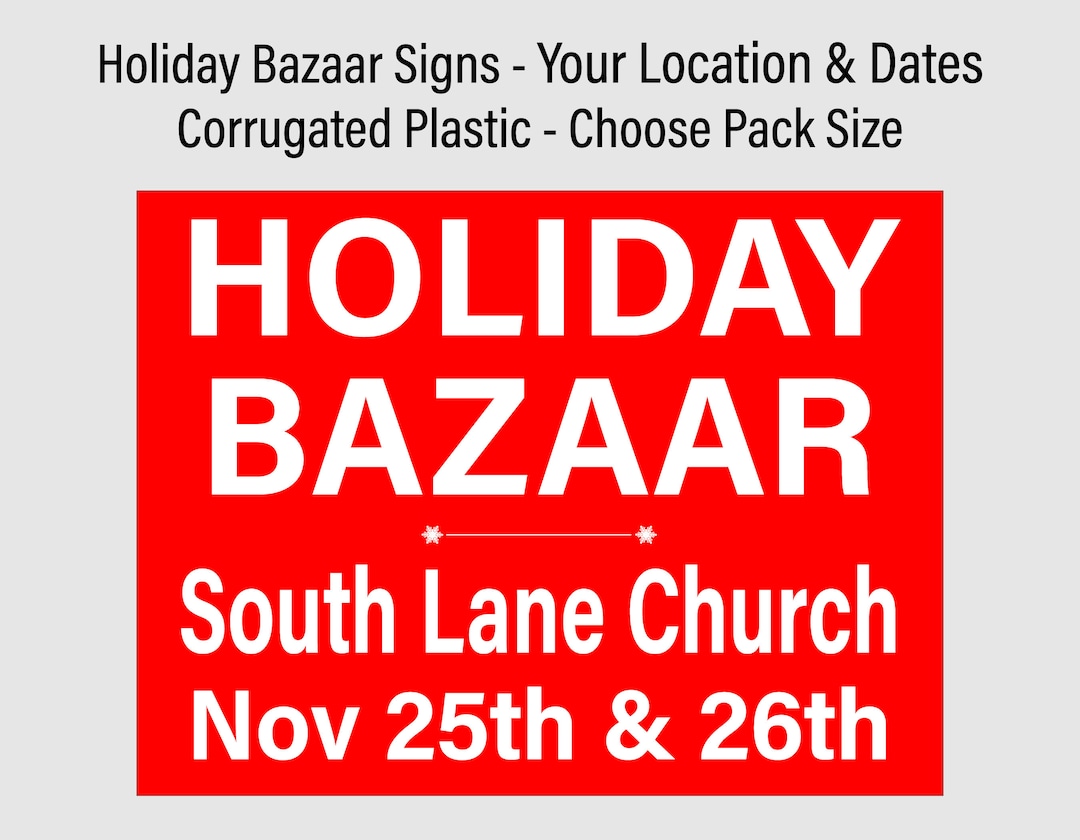 9pk Holiday Bazaar Signs Your Location & Dates Corrugated - Etsy