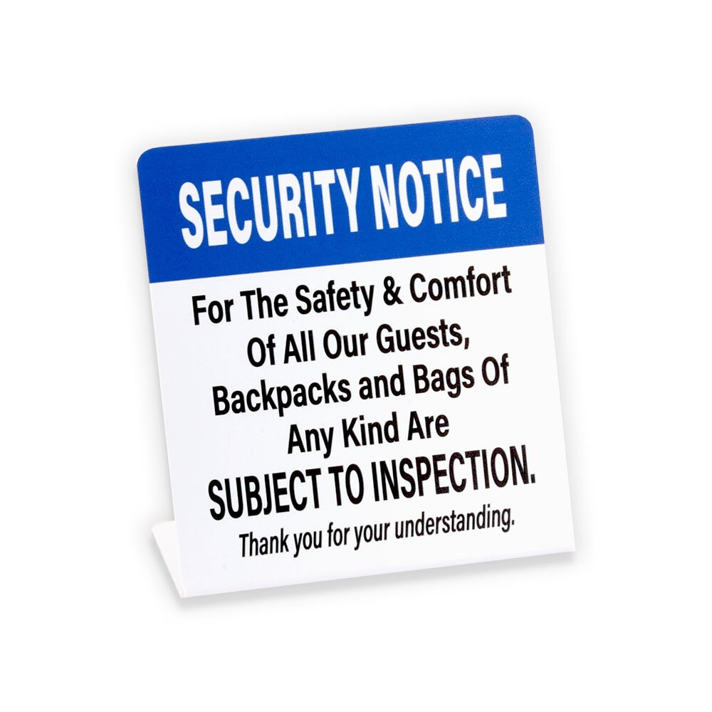 Bag Inspection Signs 3 Pack Plastic Counter Sign Free | Etsy