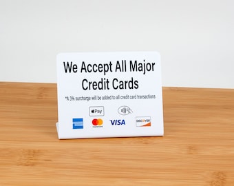 6pk Credit Card Signs W/ Variable Surcharge, L Style Counter Sign, Free ...