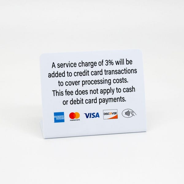 3% Credit Card Fee Sign - Etsy