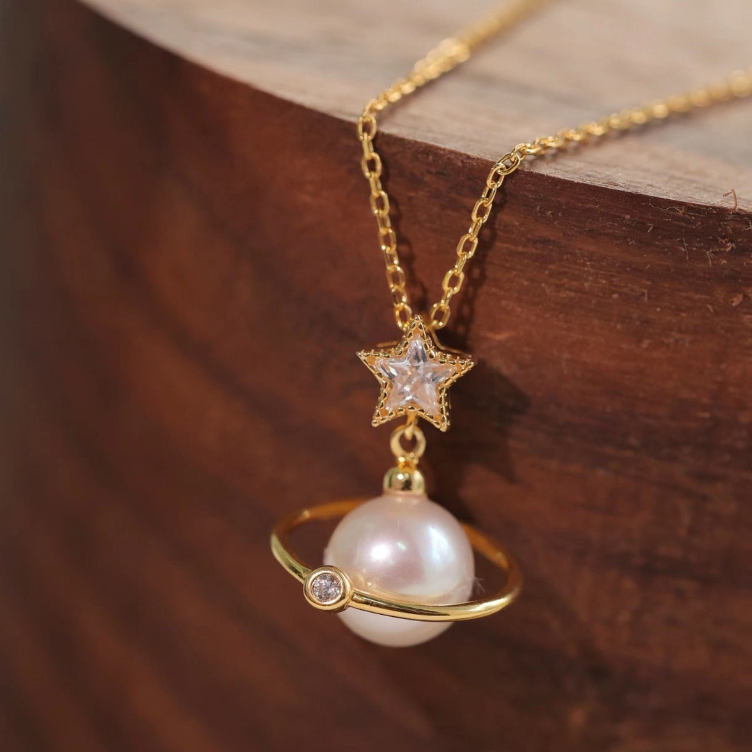 925 Silver Saturn Necklace,star and Planet Necklace,solar System ...