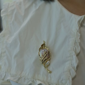 Golden Baroque Pearl Pin,light Purple Freshwater Pearl,leaf Branch ...