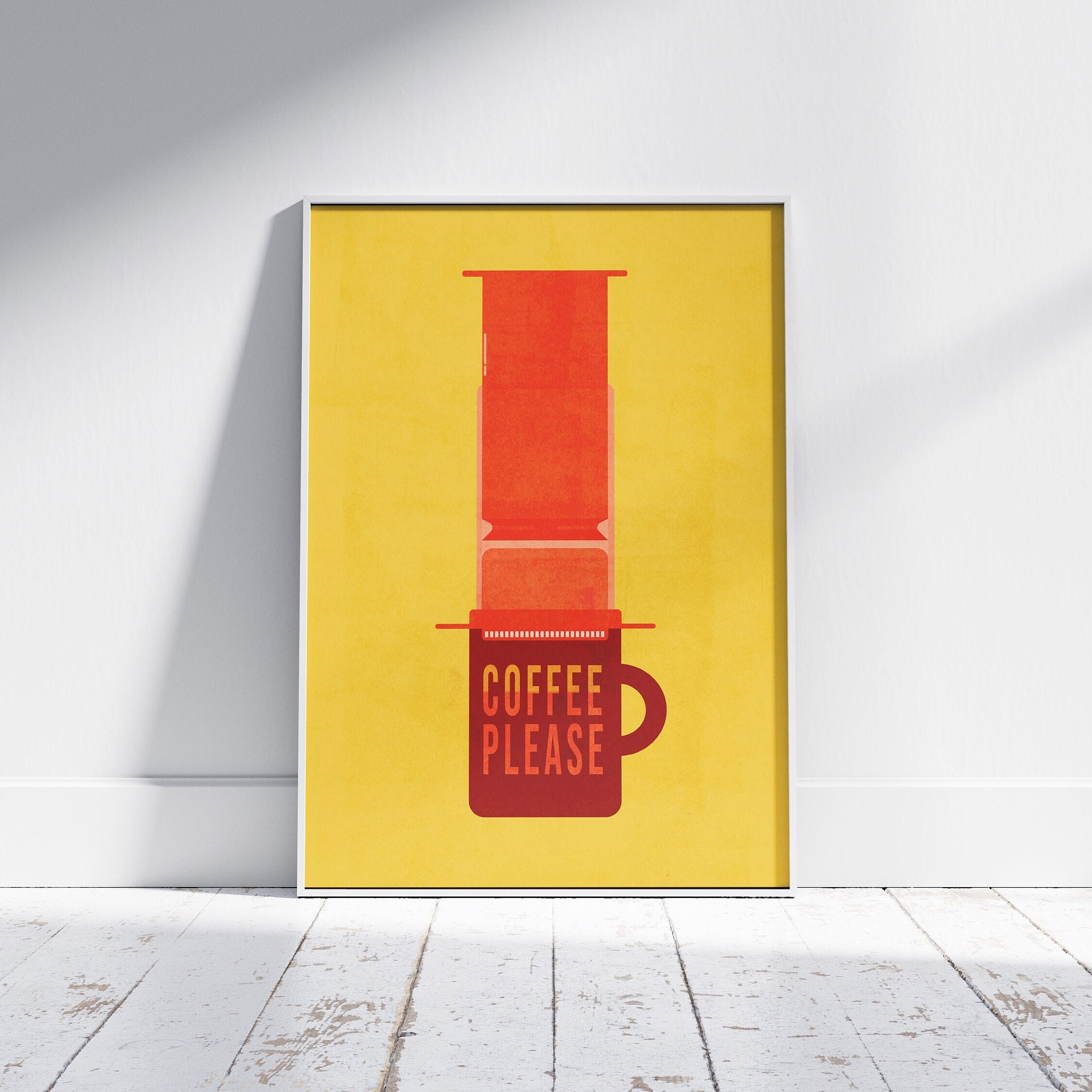 Aeropress Art Print Coffee Maker Poster Mid Century Modern Gift for ...