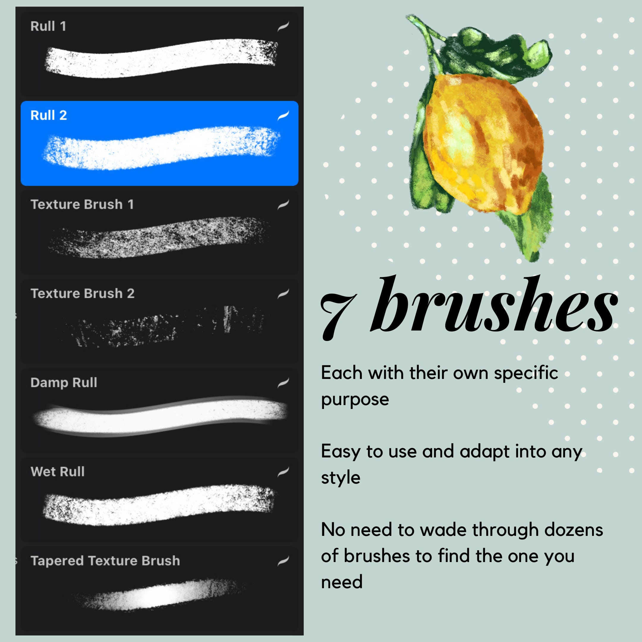 Procreate Texture Brush Set Painterly Rull Texture Brush Pack for ...