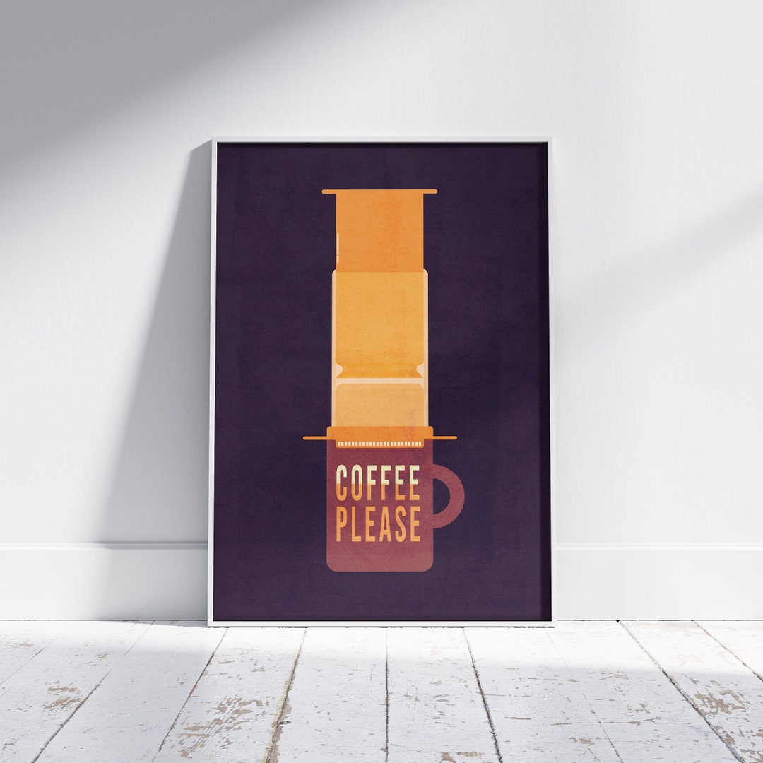 Aeropress Art Print Coffee Maker Poster Mid Century Modern Gift for ...