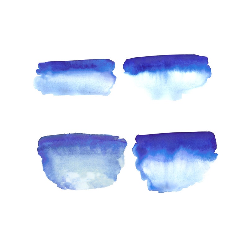 Blue Green Watercolor Wash Clip Art Brush Strokes Backgrounds Digital ...