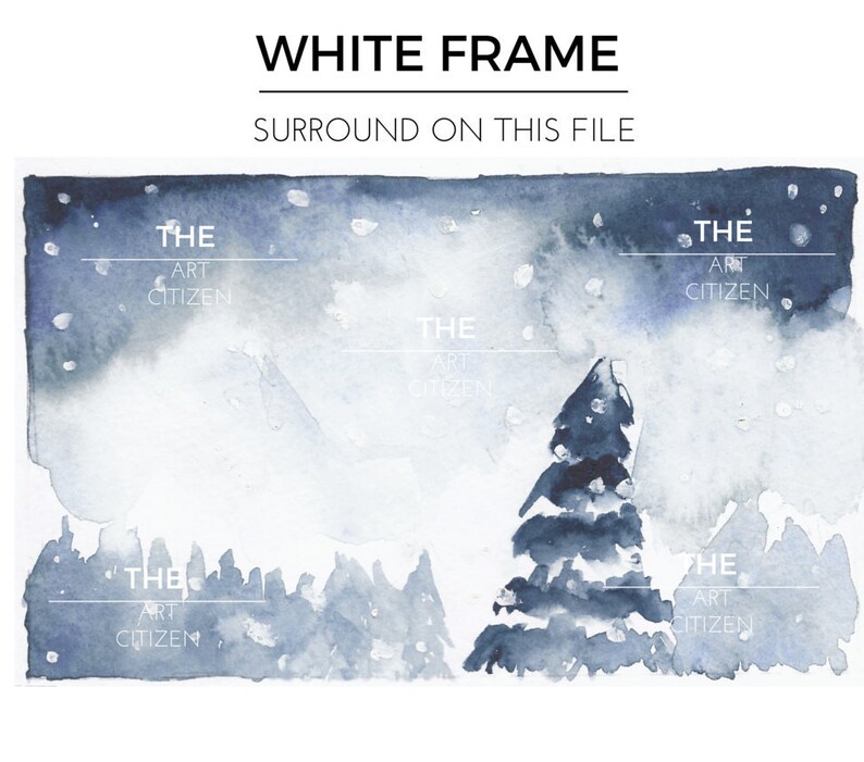 WINTER WONDERLAND, Indigo Watercolor Background Paper Clip Art, Pine ...