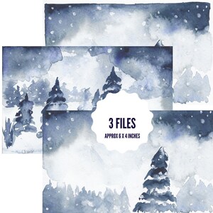 WINTER WONDERLAND, Indigo Watercolor Background Paper Clip Art, Pine ...