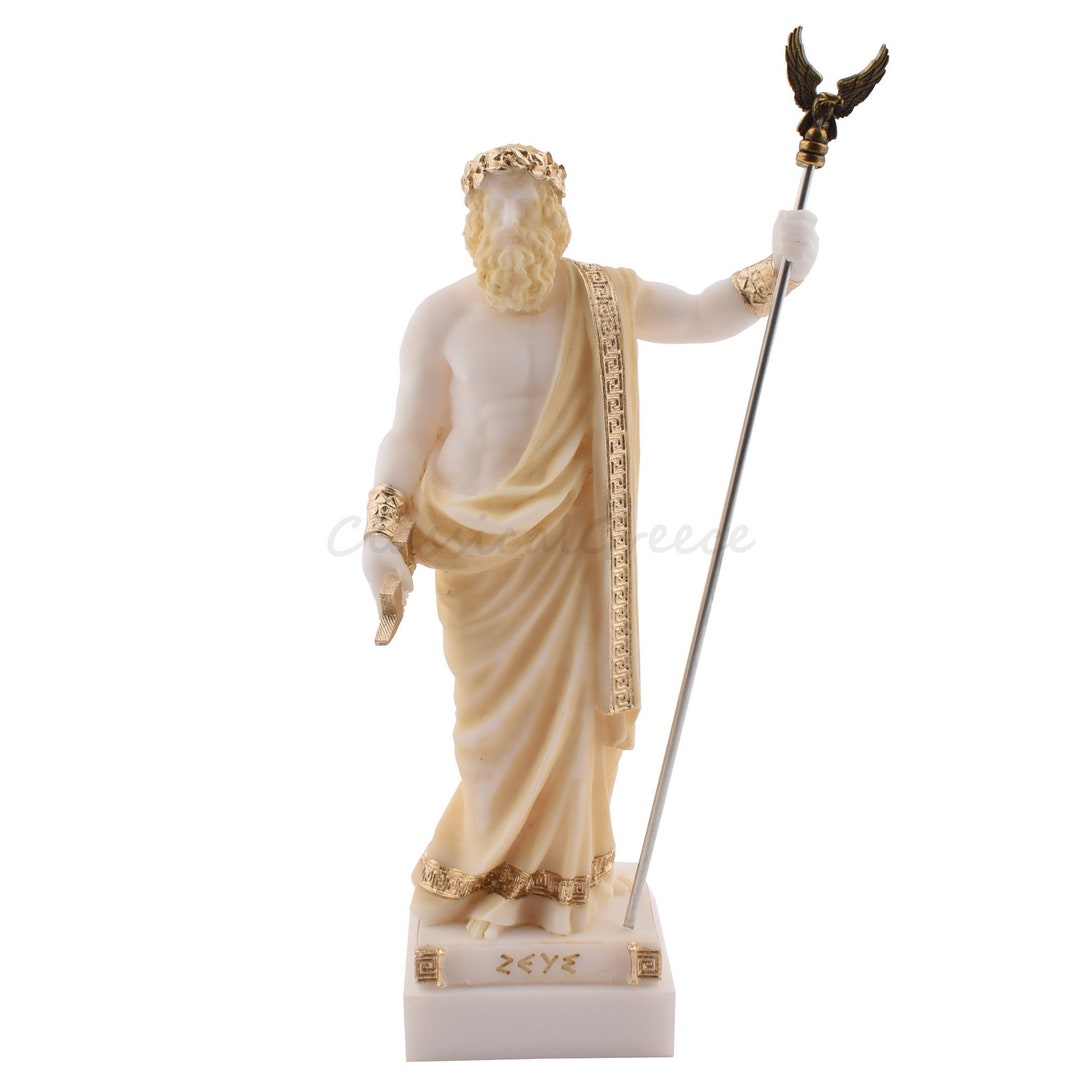 Statue Ancient Greek God Zeus Alabaster 6.3 16cm Cast Marble Dias ...