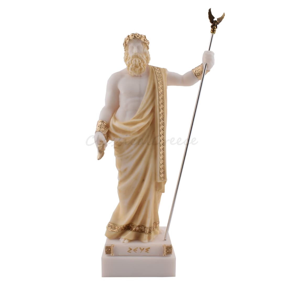 Statue Ancient Greek God Zeus Alabaster 9 23cm Cast Marble Dias Jupiter ...
