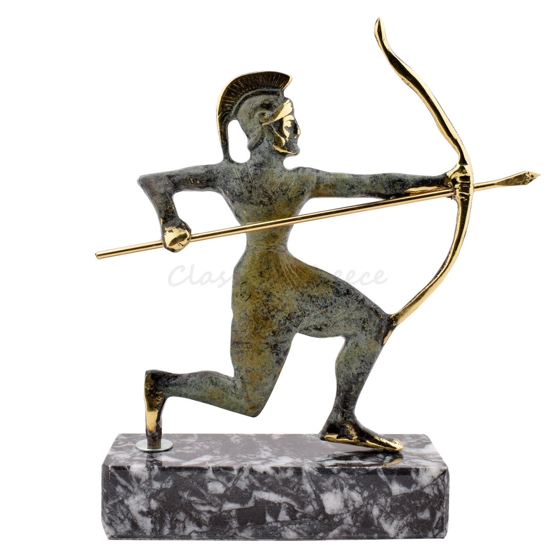 Statue Ancient Greek Archer 7.8 20 Cm Brass Cast Mythology Soldier Warrior With Bow New - Etsy