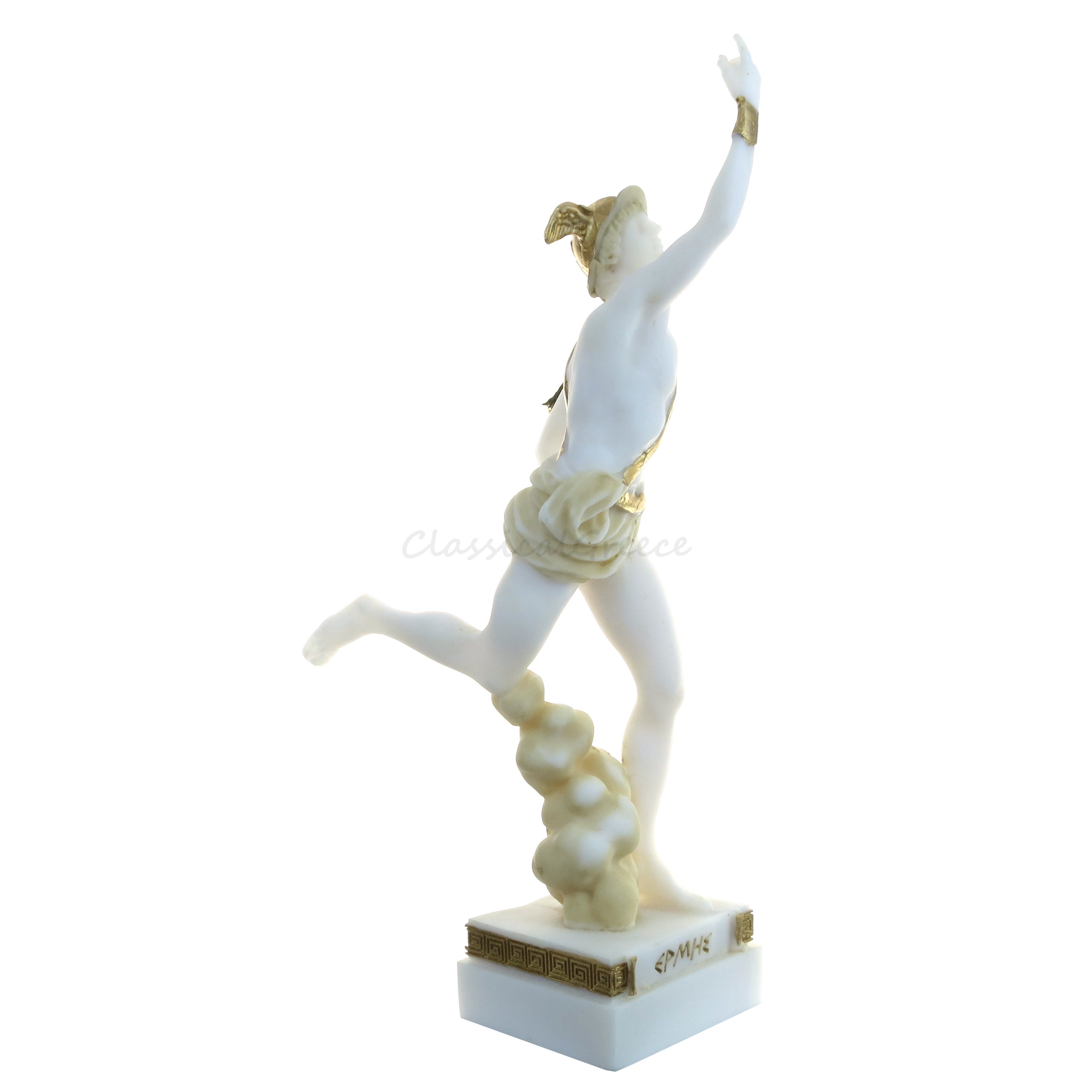 Statue Ancient Greek God Hermes Alabaster 10 24cm Cast Marble Mythology ...