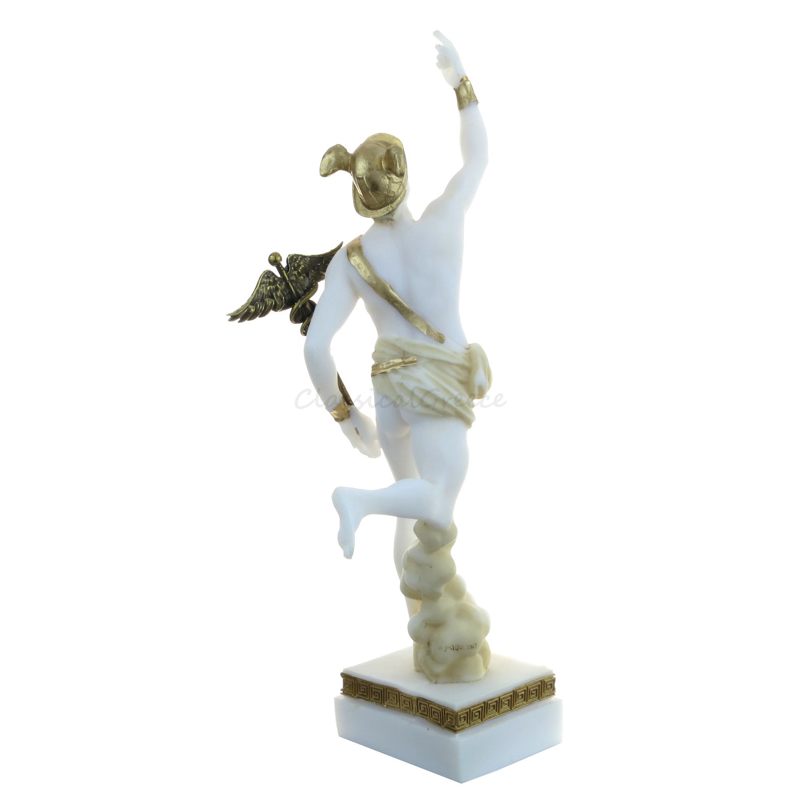 Statue Ancient Greek God Hermes Alabaster 10 24cm Cast Marble Mythology ...