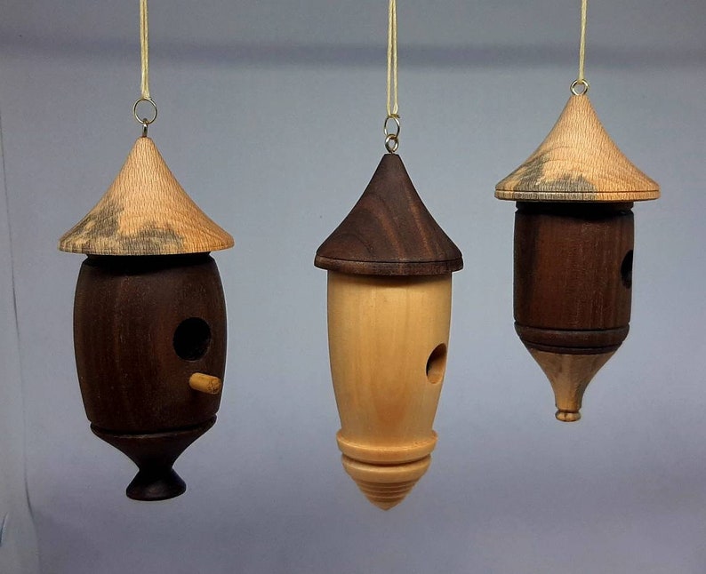 Hand Turned Miniature Birdhouse Ornaments - Etsy