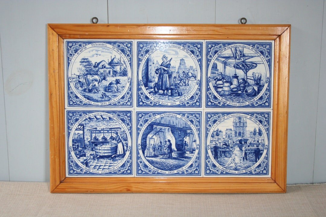 Delft Blue Tile Tableau / Tile Painting Dutch Windmill Landscape - Etsy