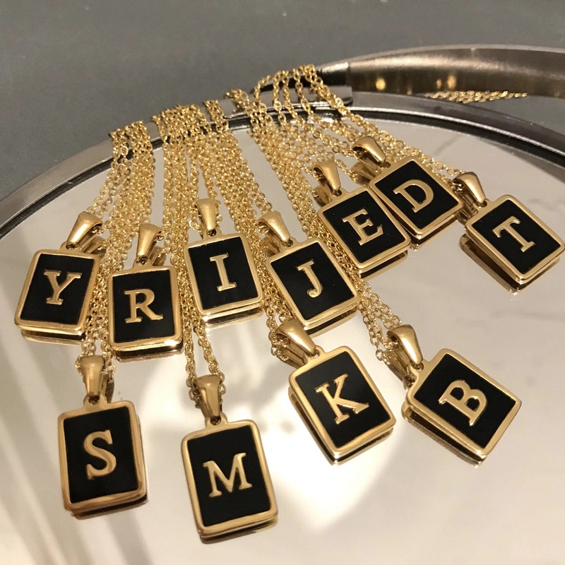 Initial Necklace Gold - Etsy