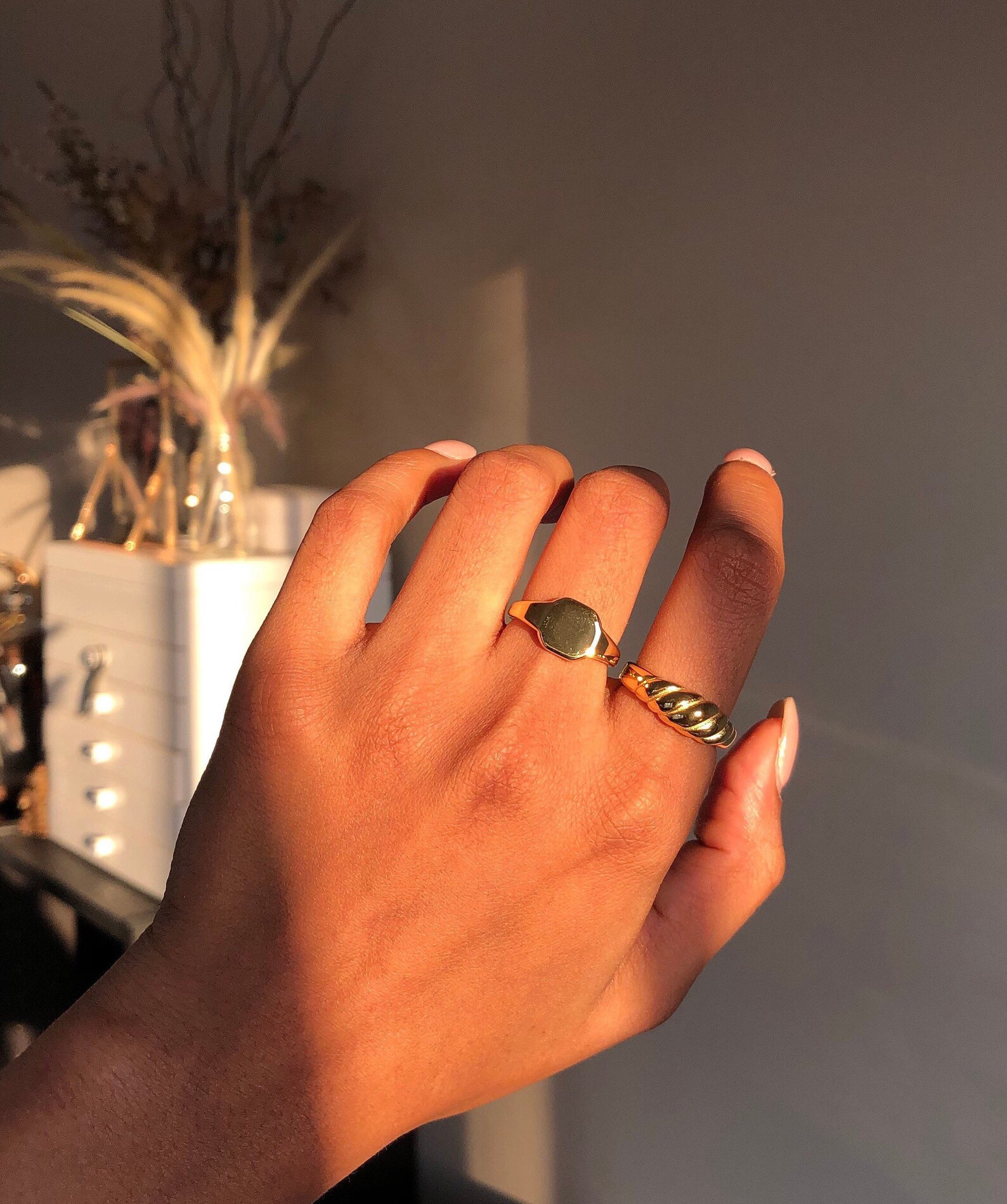 18k Gold Plated Croissant Ring, Silver Croissant Ring, Statement Ring ...