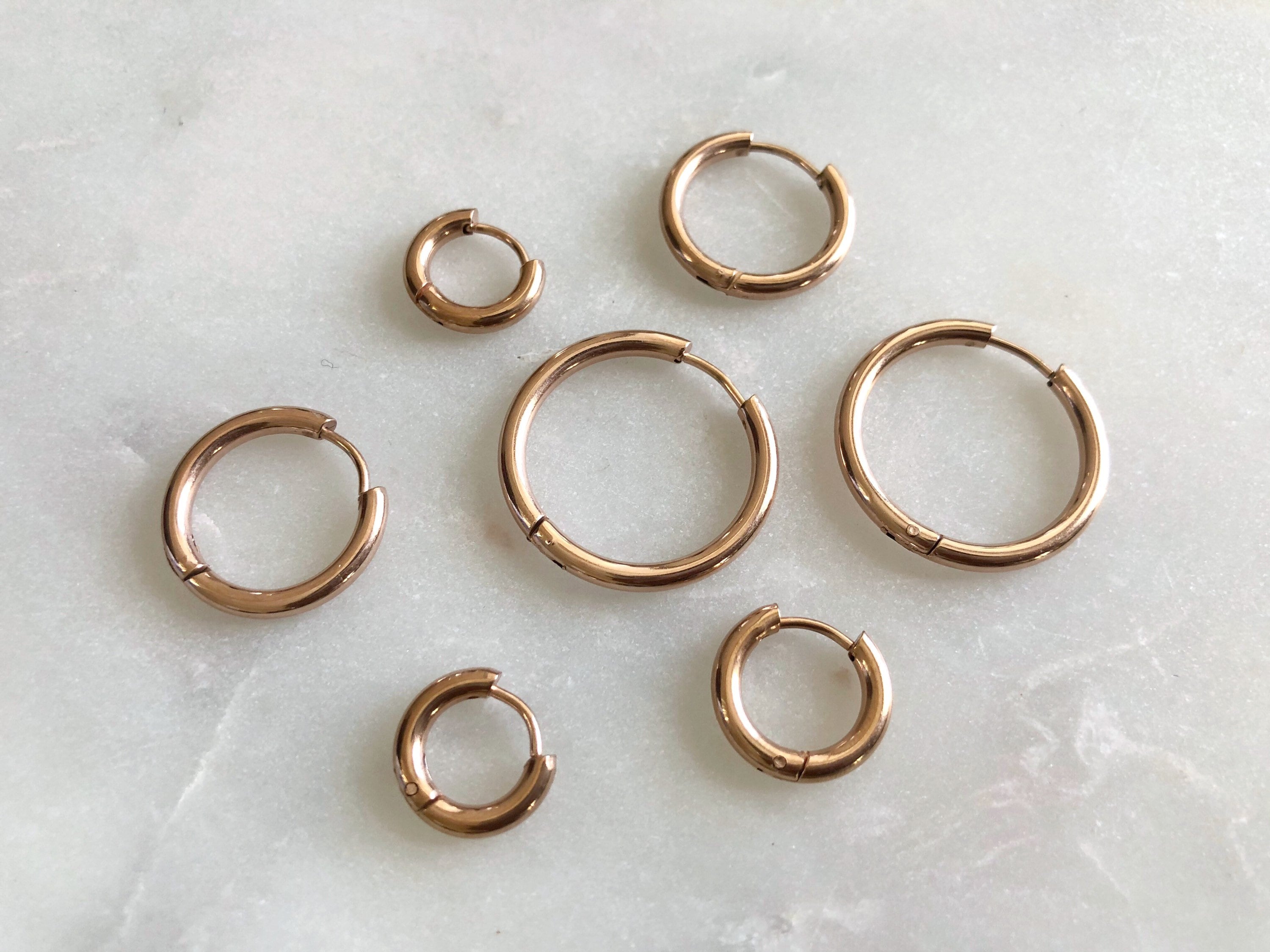 Thick Rose Gold Hoops Thick Hoops Round Huggie Hoop - Etsy