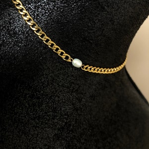 Pearl Necklace, Gold Cuban Pearl Necklace, Cuban Necklace, Gold ...
