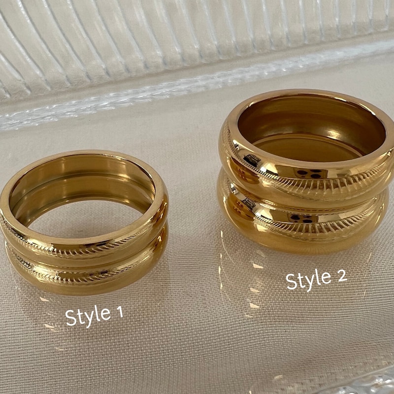 18k Gold Chunky Rings - Etsy