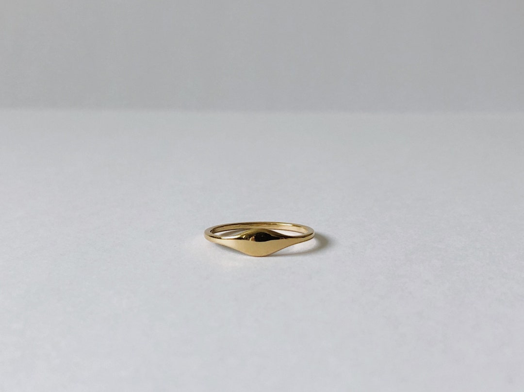 18k Gold Plated Signet Ring, Mini Signet Ring, Signet Ring, Gold Ring ...