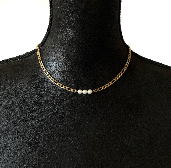 Pearl Necklace Gold Cuban Pearl Necklace Cuban Necklace - Etsy
