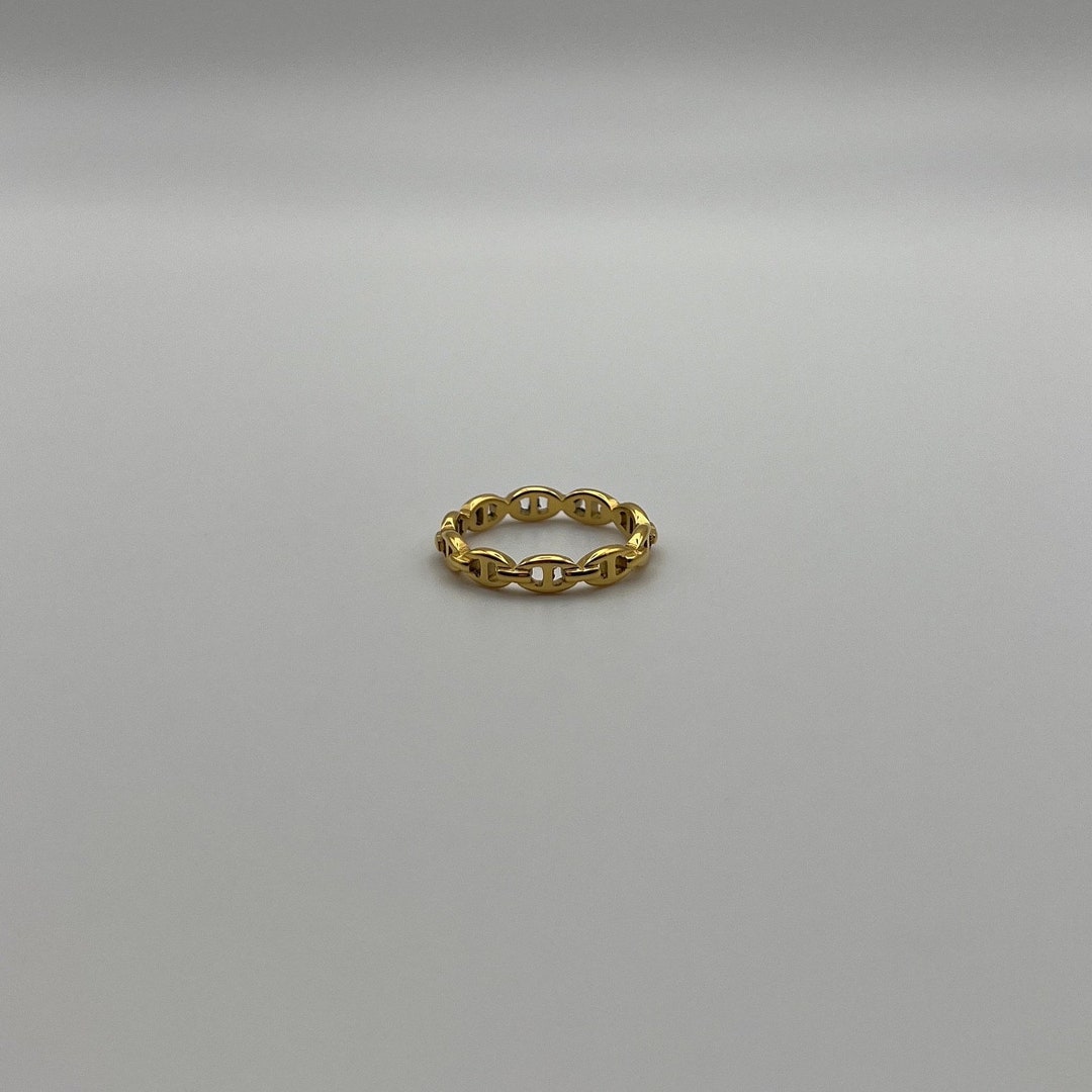 18k Gold Plated Pig Nose Banded Ring, Pig Nose Ring, Coffee Bean Ring ...