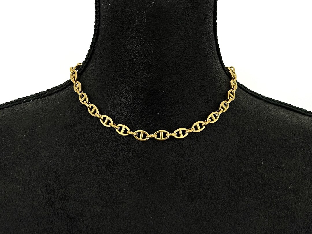18k Gold Pill Chain, Pig Nose Link Chain Necklace, Pig Nose Gold Link ...
