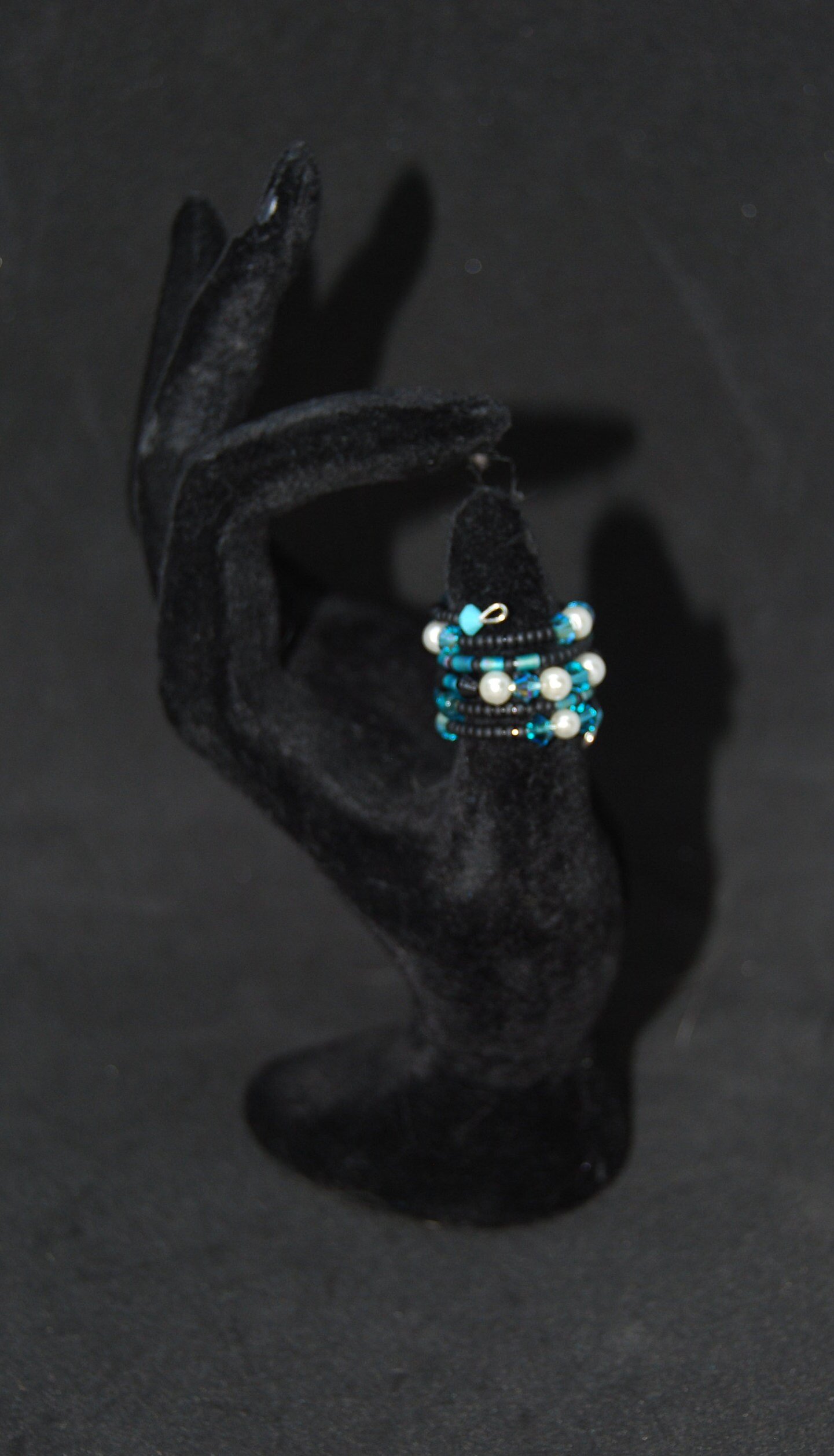 Adjustable Memory Wire Ring in Pearl With Swarovski Crystals. Handmade ...