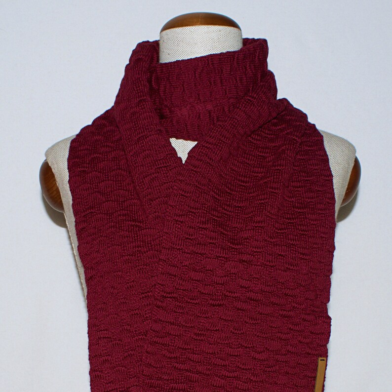Maroon Merino Knit Scarf Dotted Textures, Multiple Colours Handmade in ...