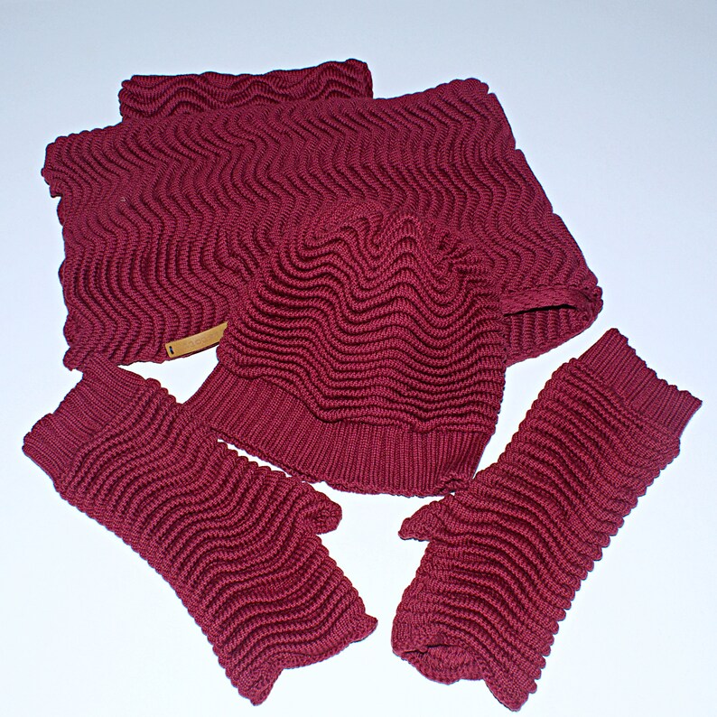 Maroon Knit Hat Handmade in Merino Wool Textured Hat With - Etsy