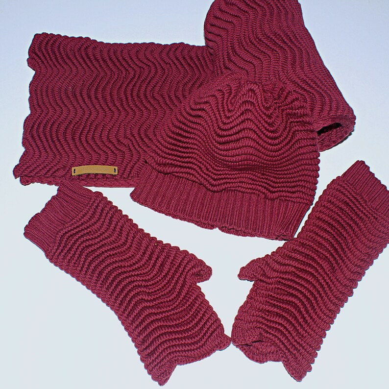 Maroon Knit Hat Handmade in Merino Wool Textured Hat With - Etsy