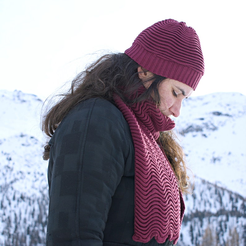 Maroon Knit Hat Handmade in Merino Wool Textured Hat With - Etsy