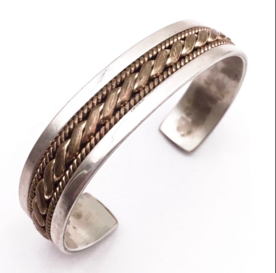 Navajo Signed-franklin & Verna Tahe, Vintage Sterling Silver 12k GF ...